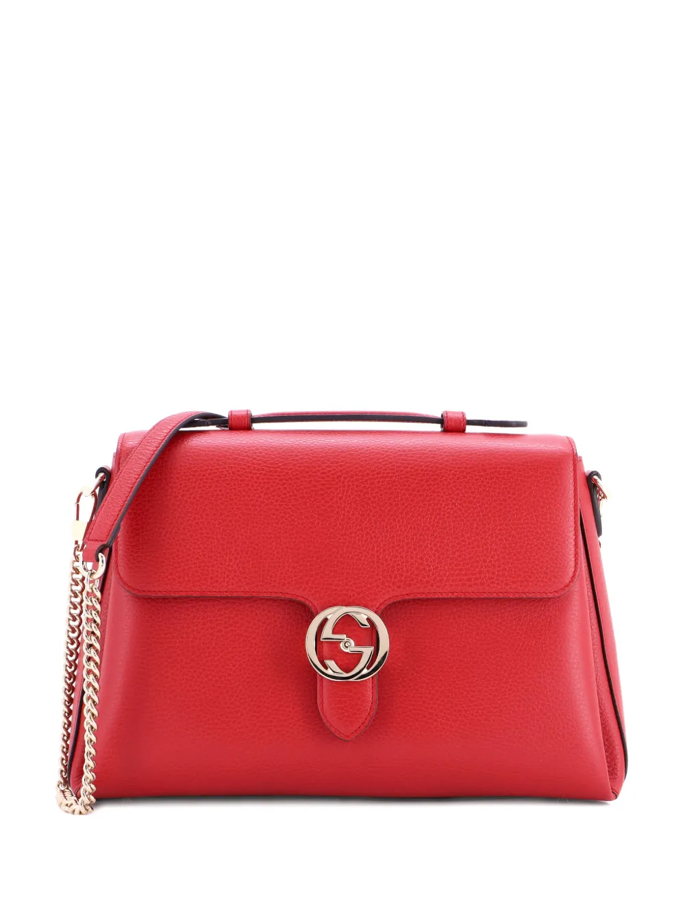 Gucci Pre-Owned Interlocking Top Handle Bag Leather Medium Shoulder Bag ...