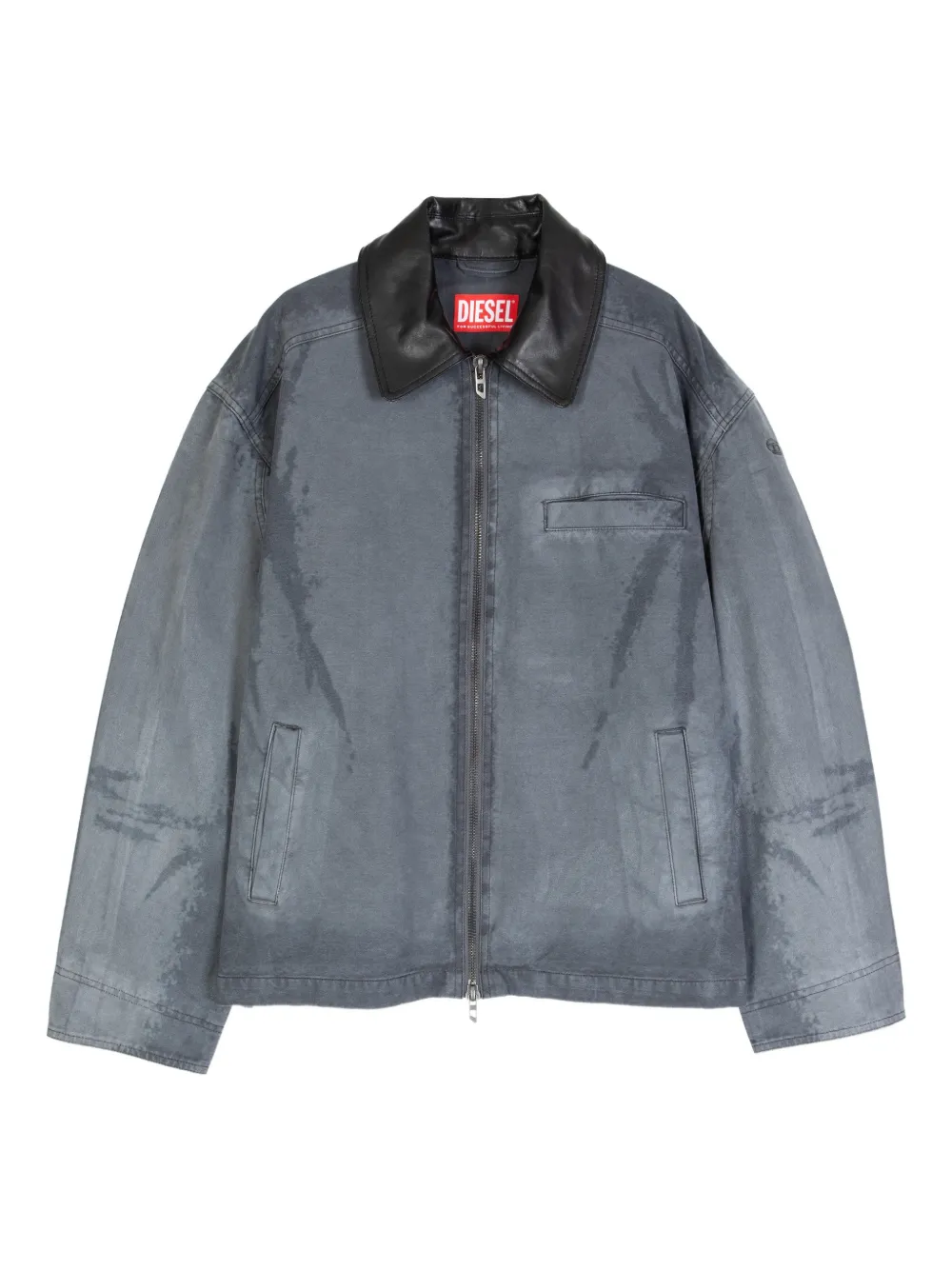 Diesel Livery leather-collar Jacket | Grey | FARFETCH