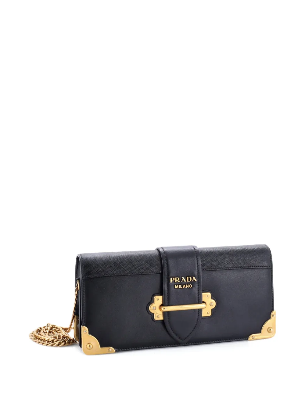 Prada Pre-Owned Cahier Chain City Calf And Saffiano Clutch Bag | Black ...