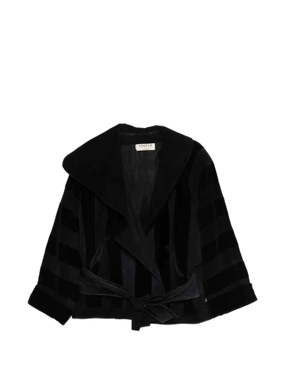 A.N.G.E.L.O. Vintage Cult 1980s Striped Belted Jacket | Black | FARFETCH UK