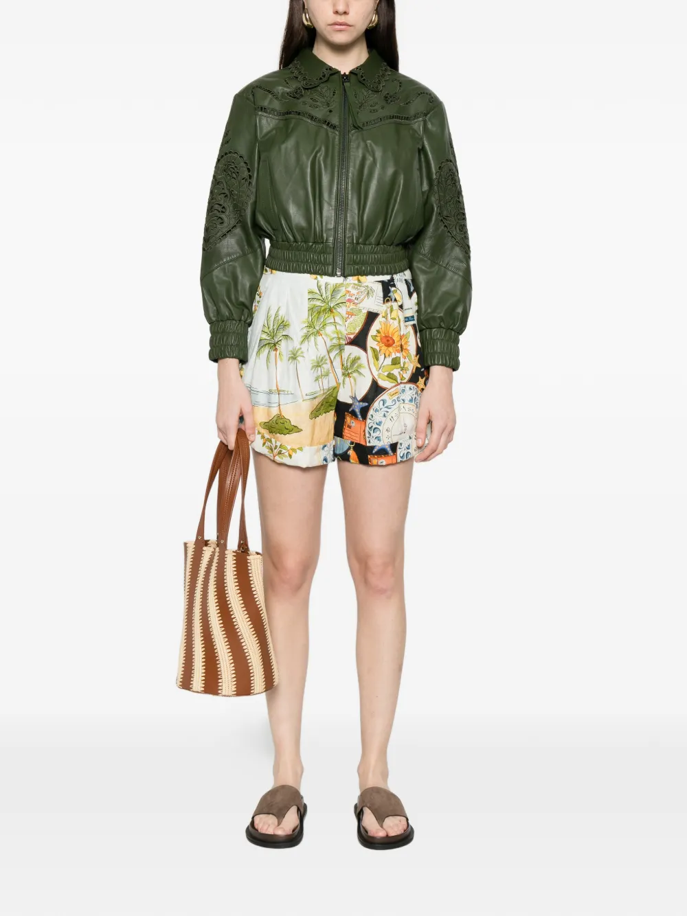 FARM Rio Richelieu Heart Embroidered Jacket | Green | FARFETCH