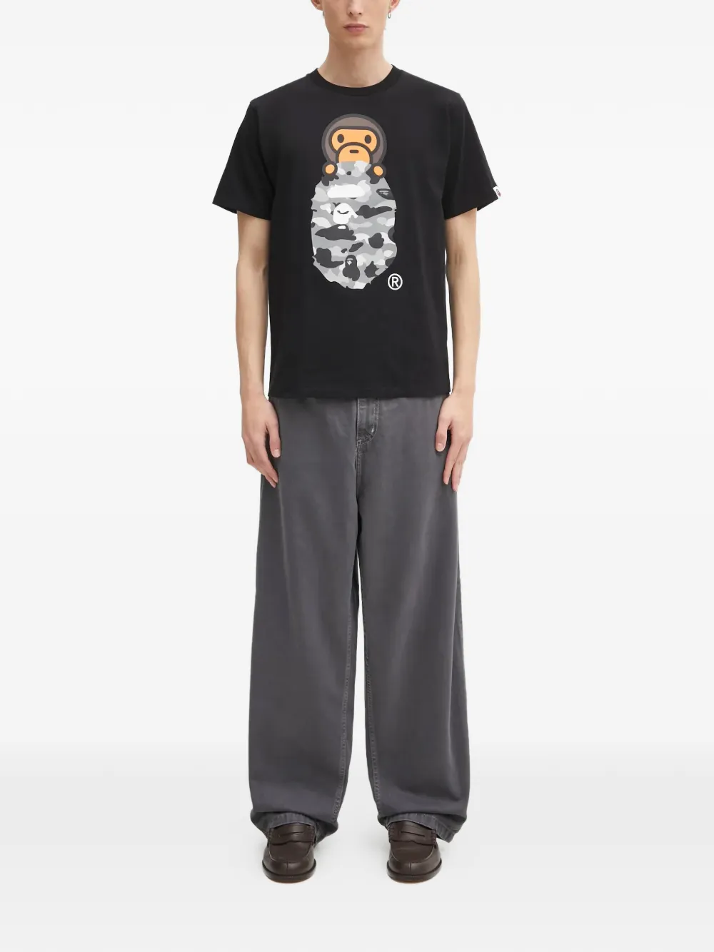 A BATHING APE® 1st Camo Milo On Ape Head graphic-print T-shirt | Black ...