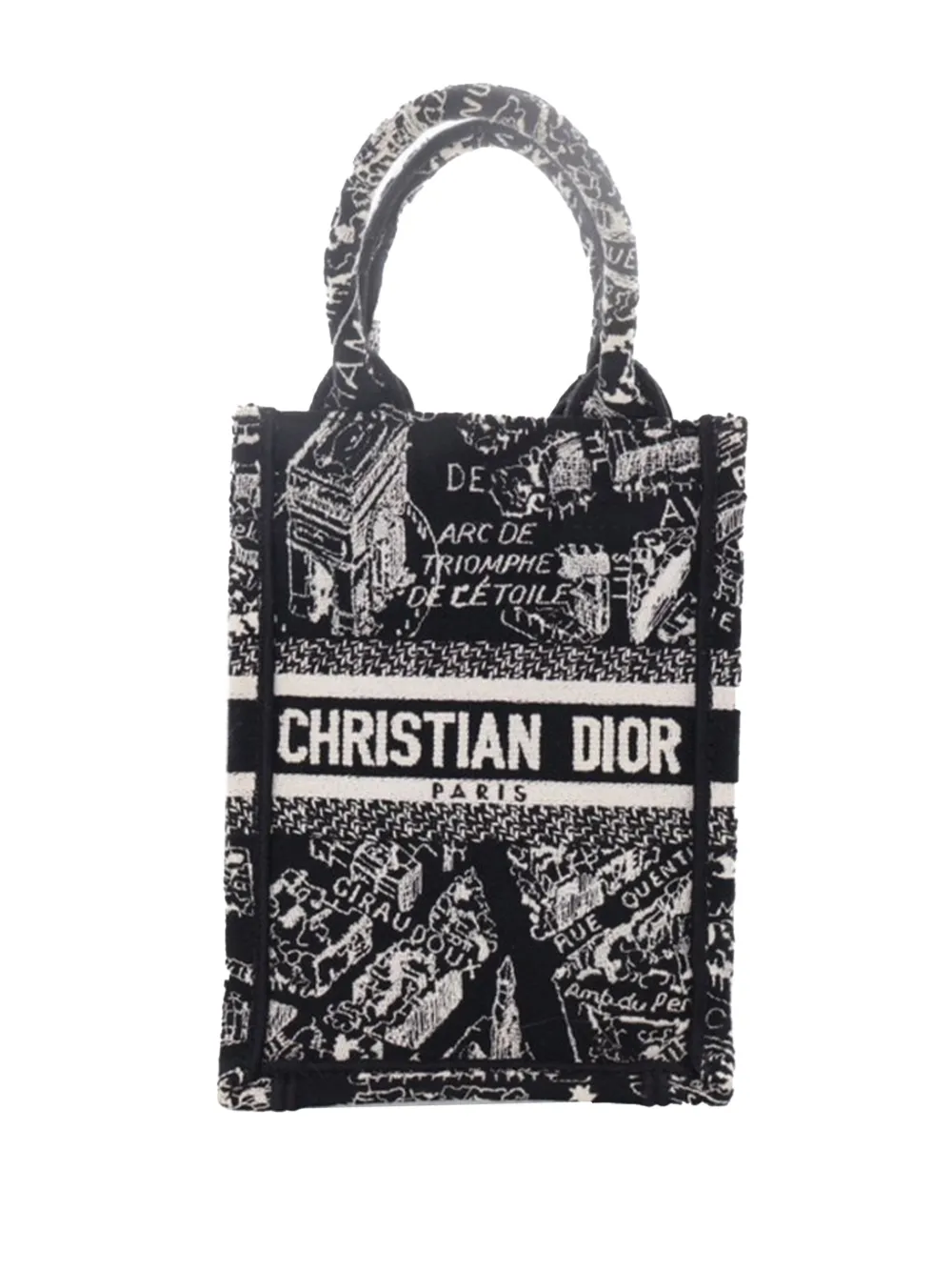 Christian Dior Pre-Owned 2022 Mini Plan De Paris Logo Embroidered Canvas Vertical Book Tote ...