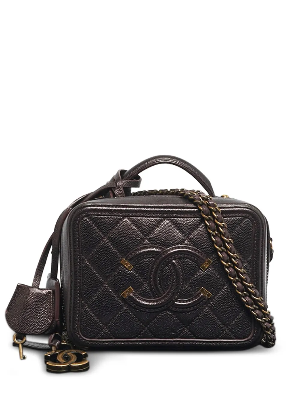 CHANEL Pre Owned Trousse CC Filigree Piccola 2018 2019 Rosso