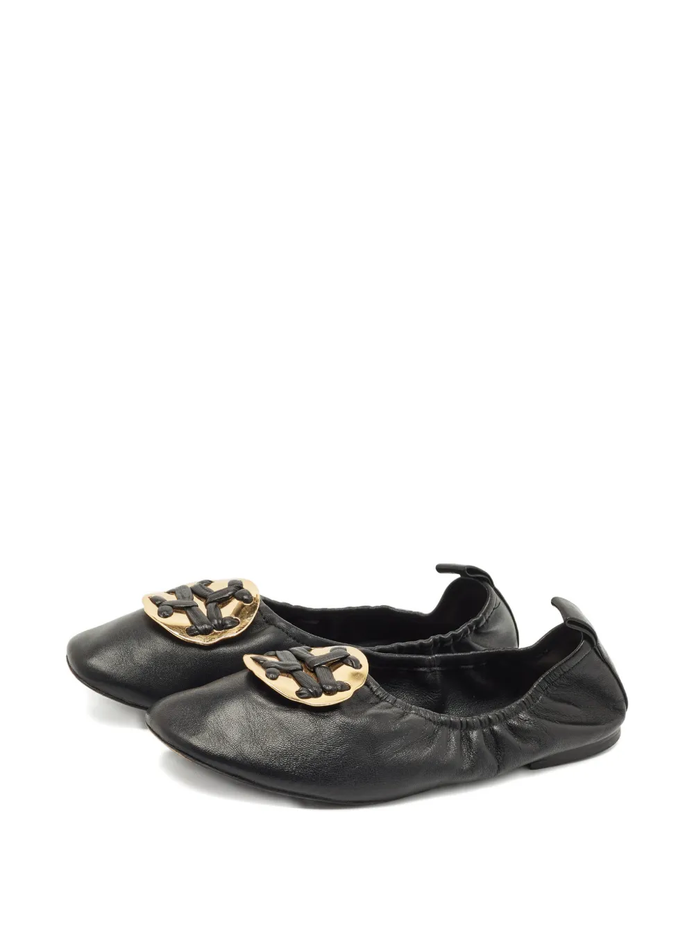 Tory Burch Logo Medallion Ballet Flats | Black | FARFETCH