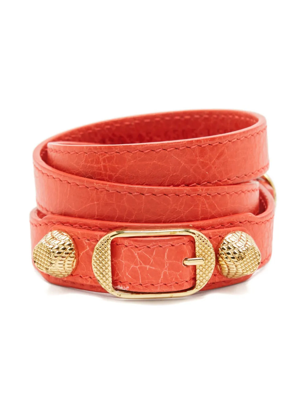 Balenciaga Pre-Owned Arena Leather Studded Bracelet | Orange | FARFETCH