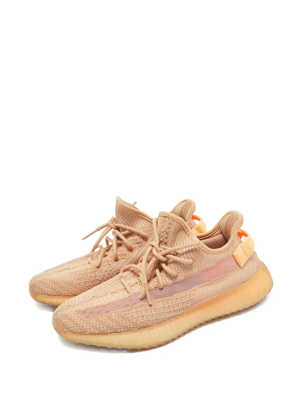 Adidas Yeezy Boost 350 V2 Knitted lace-up Sneakers | Orange | FARFETCH