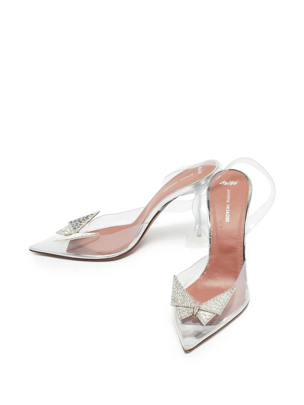 Amina Muaddi Begum 晶饰高跟鞋 | 白色 | FARFETCH CN