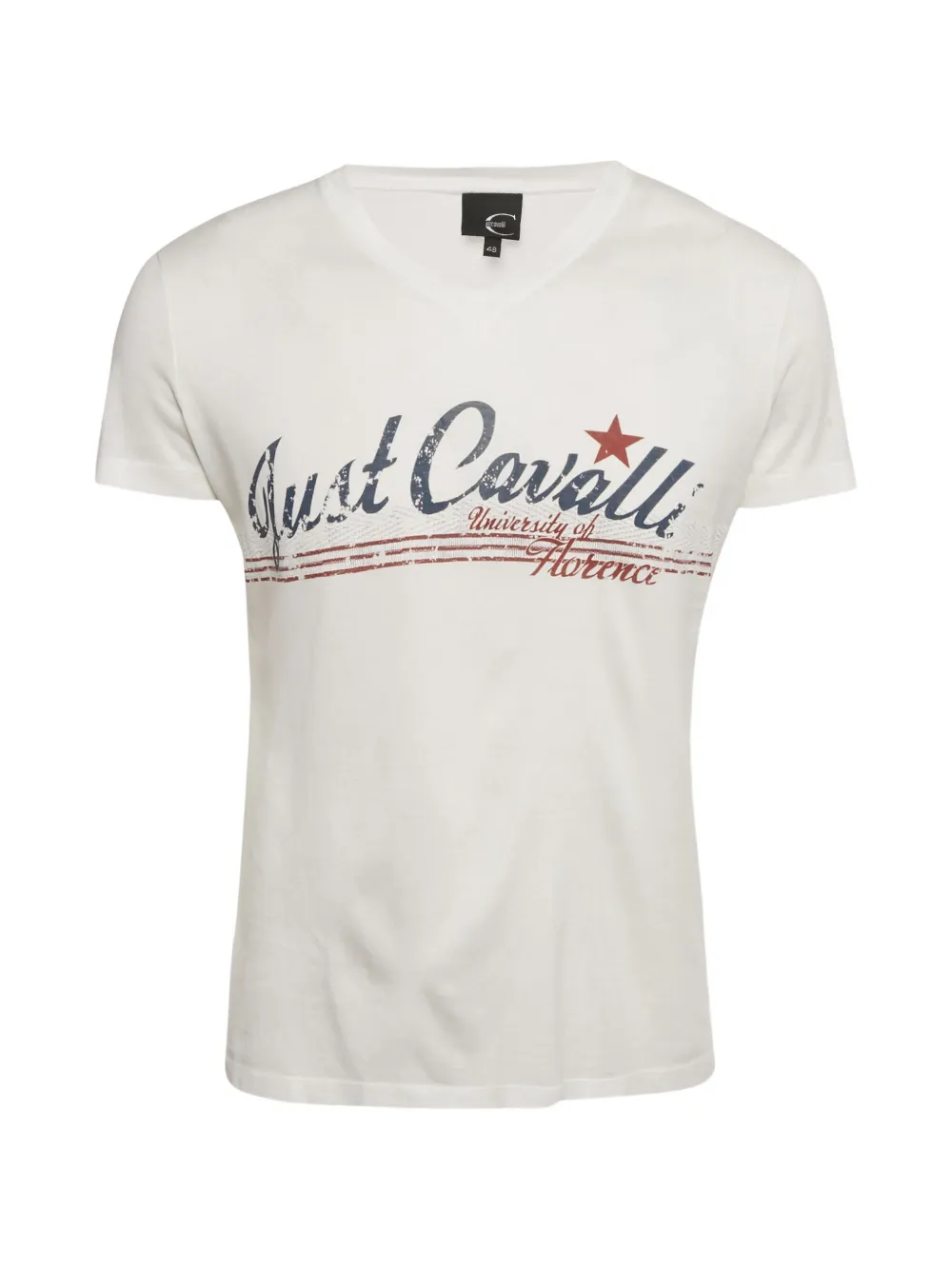 Just Cavalli logo-print V-neck T-shirt | White | FARFETCH