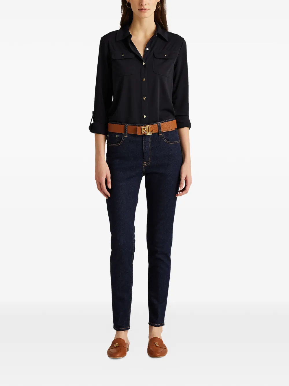 Polo Ralph Lauren button-fastening chest-pocket Shirt | 蓝色 | FARFETCH CN