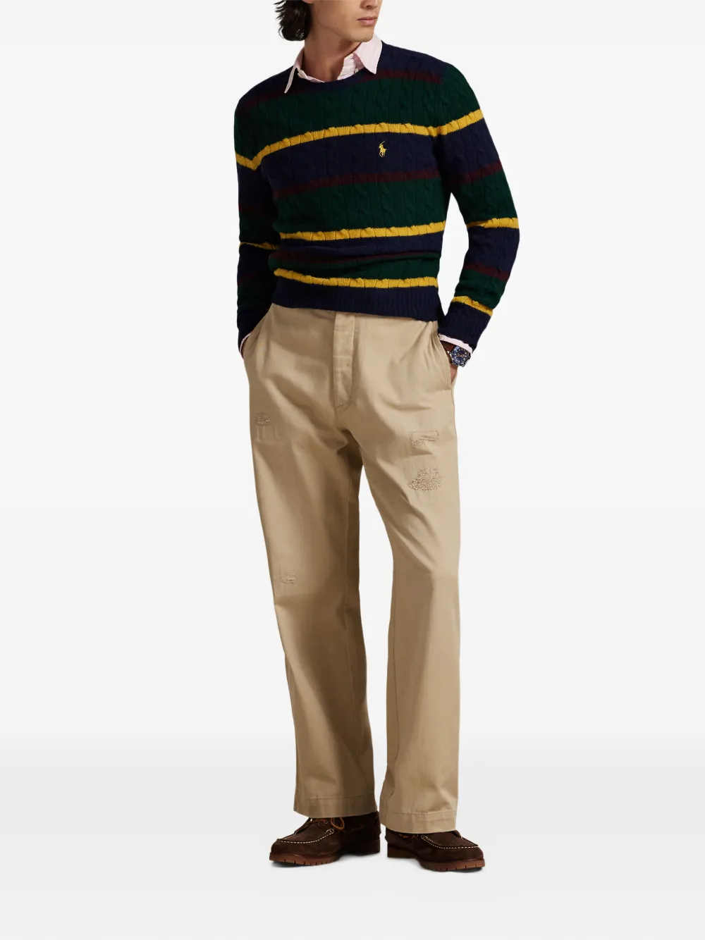 Polo Ralph Lauren Polo Pony cable-knit Sweater | ブルー | FARFETCH JP