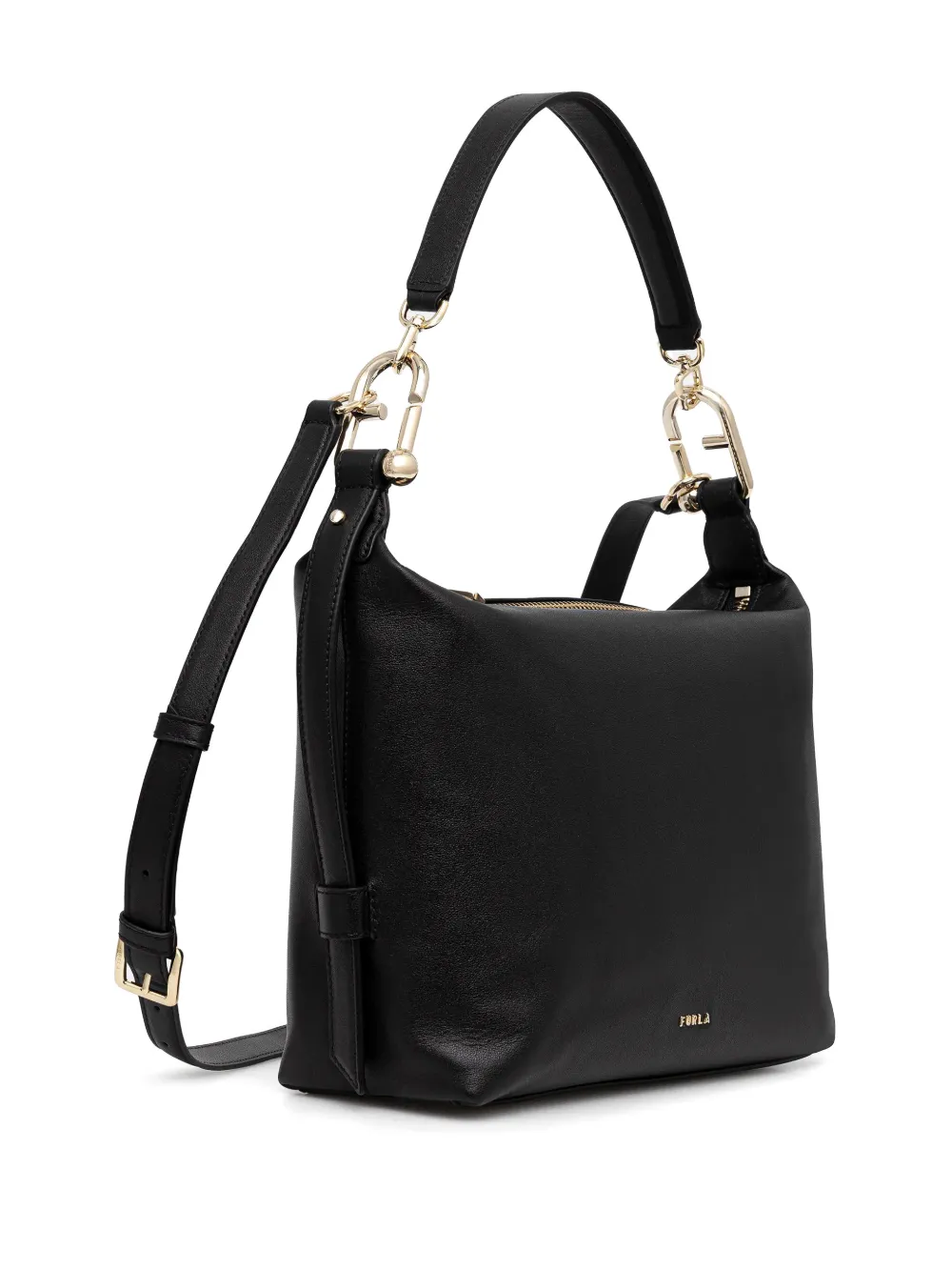 Furla M Tonie Hobo Leather Crossbody Bag | Black | FARFETCH