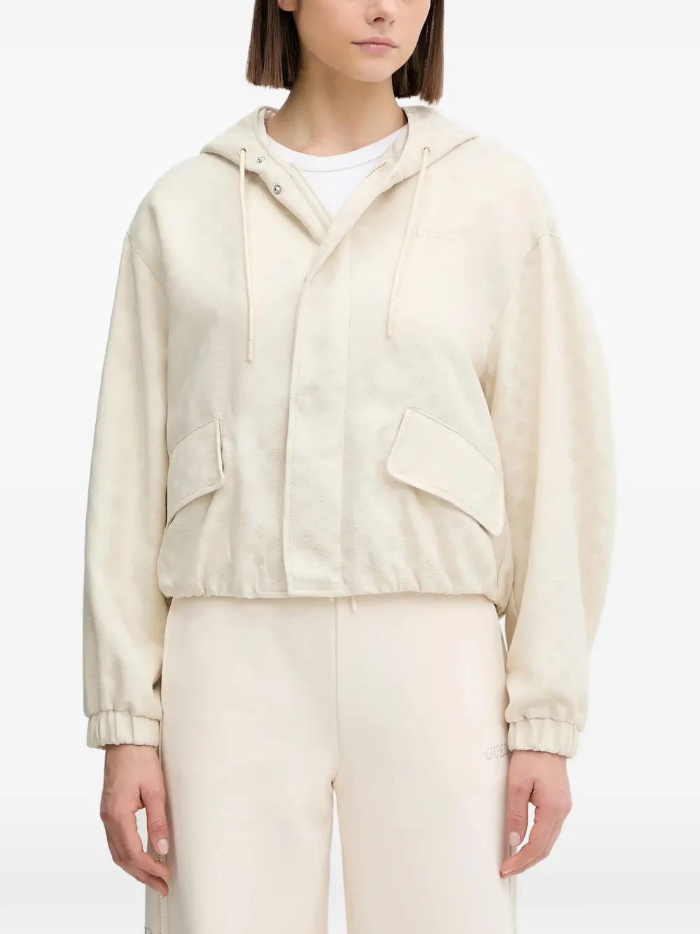 GUESS USA logo-embroidered Jacket | Neutrals | FARFETCH