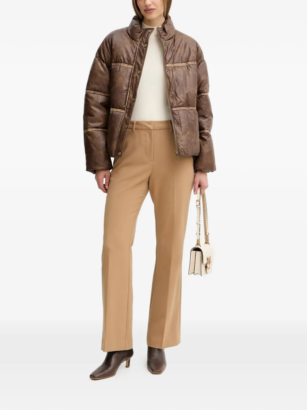 GUESS USA Stitched Puffer Jacket | Brown | FARFETCH