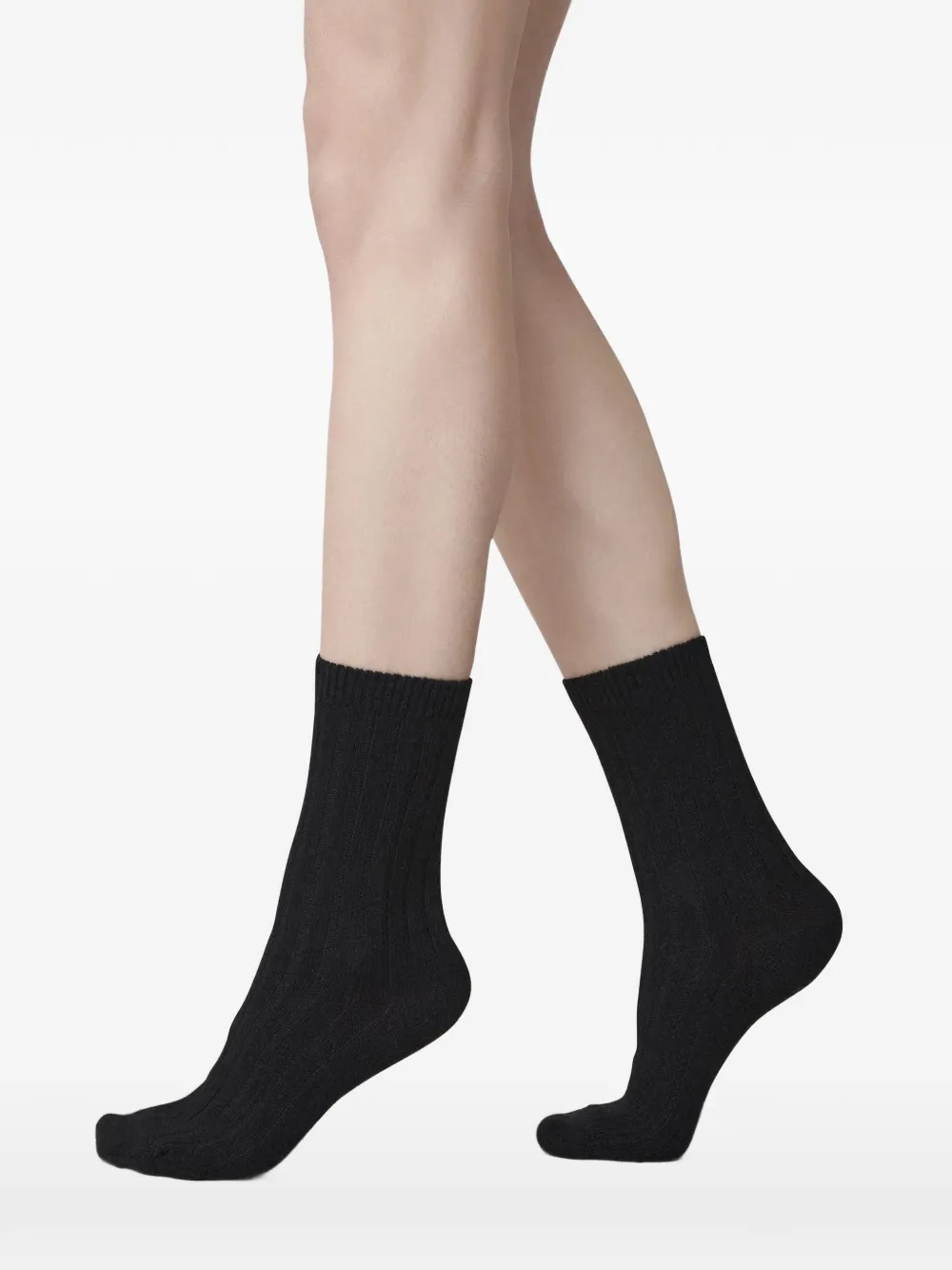Swedish Stockings Ribbed Bodil Socks | Black | FARFETCH
