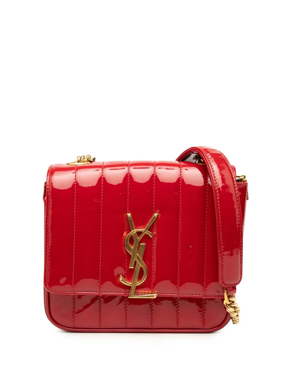 Saint Laurent Pre-Owned 2018 Small Patent Monogram Vicky Chain Bag ...
