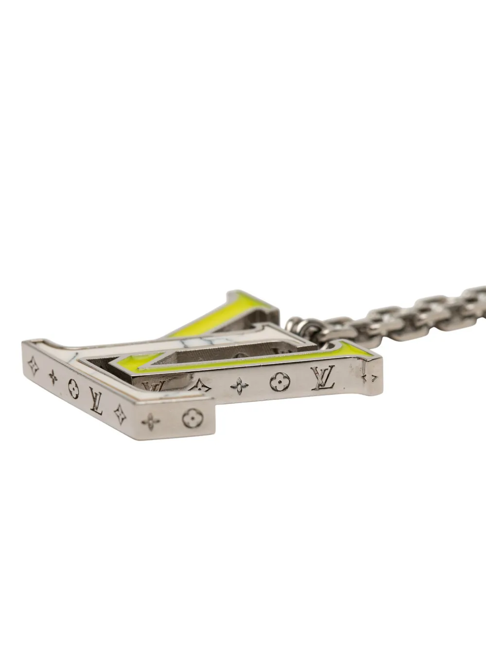 Louis Vuitton Pre-Owned 2021 Silver Plated LV Colors Pendant Necklace ...