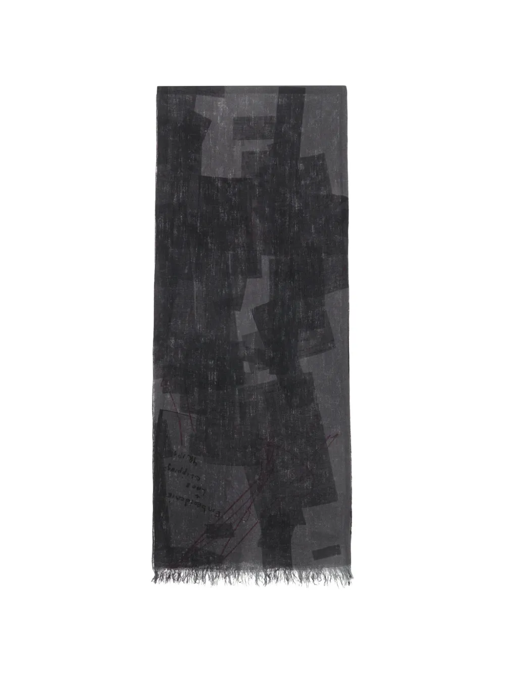 Y's Fringed Graphic Scarf | Grey | FARFETCH