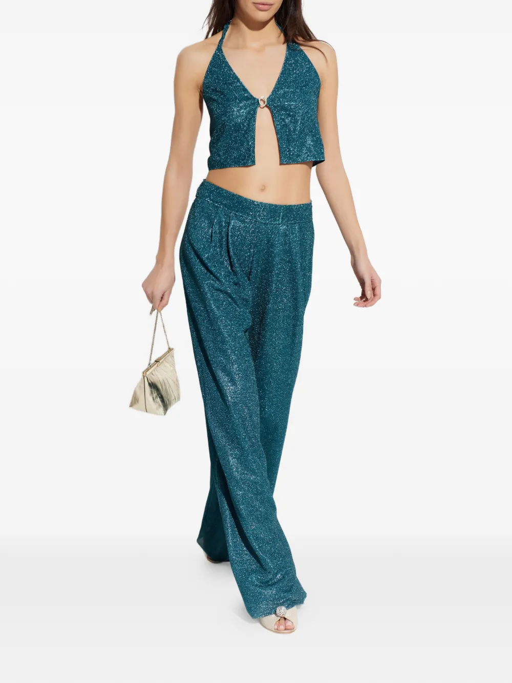 Oséree Ring Halterneck Top | Blue | FARFETCH