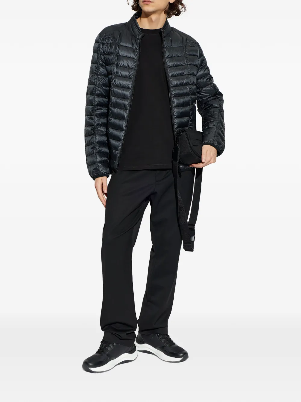 Diesel Quilted Zip Jacket | Black | FARFETCH AU
