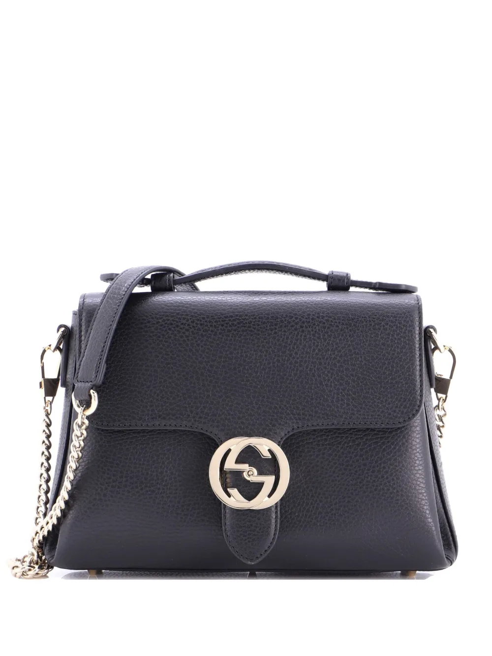 Gucci Pre-Owned Interlocking Top Handle Bag Leather Small Shoulder Bag ...