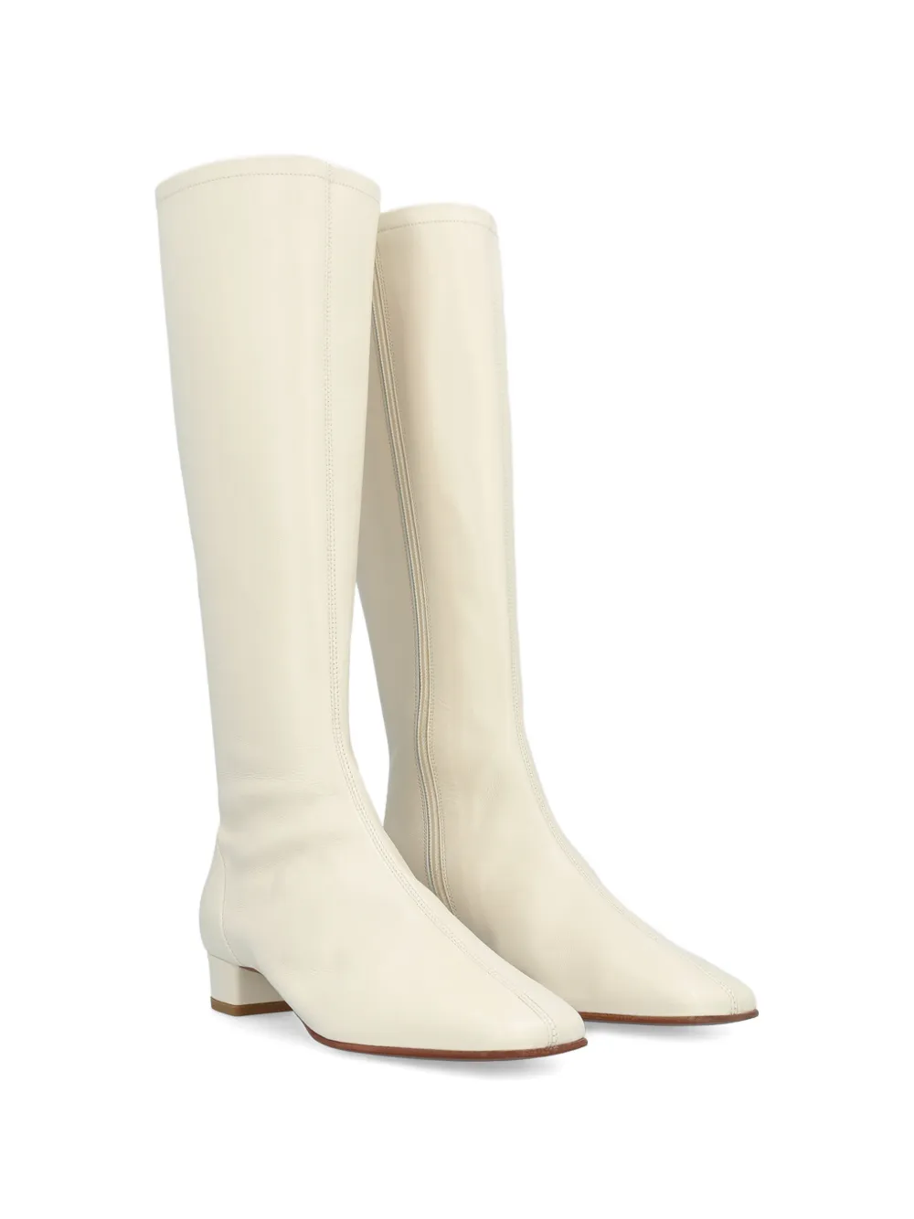 BY FAR Edie square-toe Leather knee-high Boots | Neutrals | FARFETCH HK