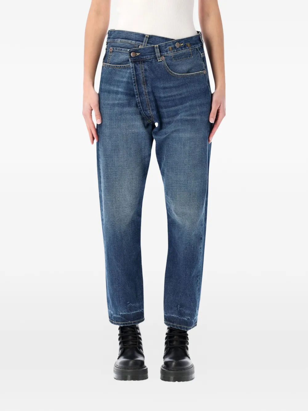 R13 Crossover logo-patch Jeans | Blue | FARFETCH AU