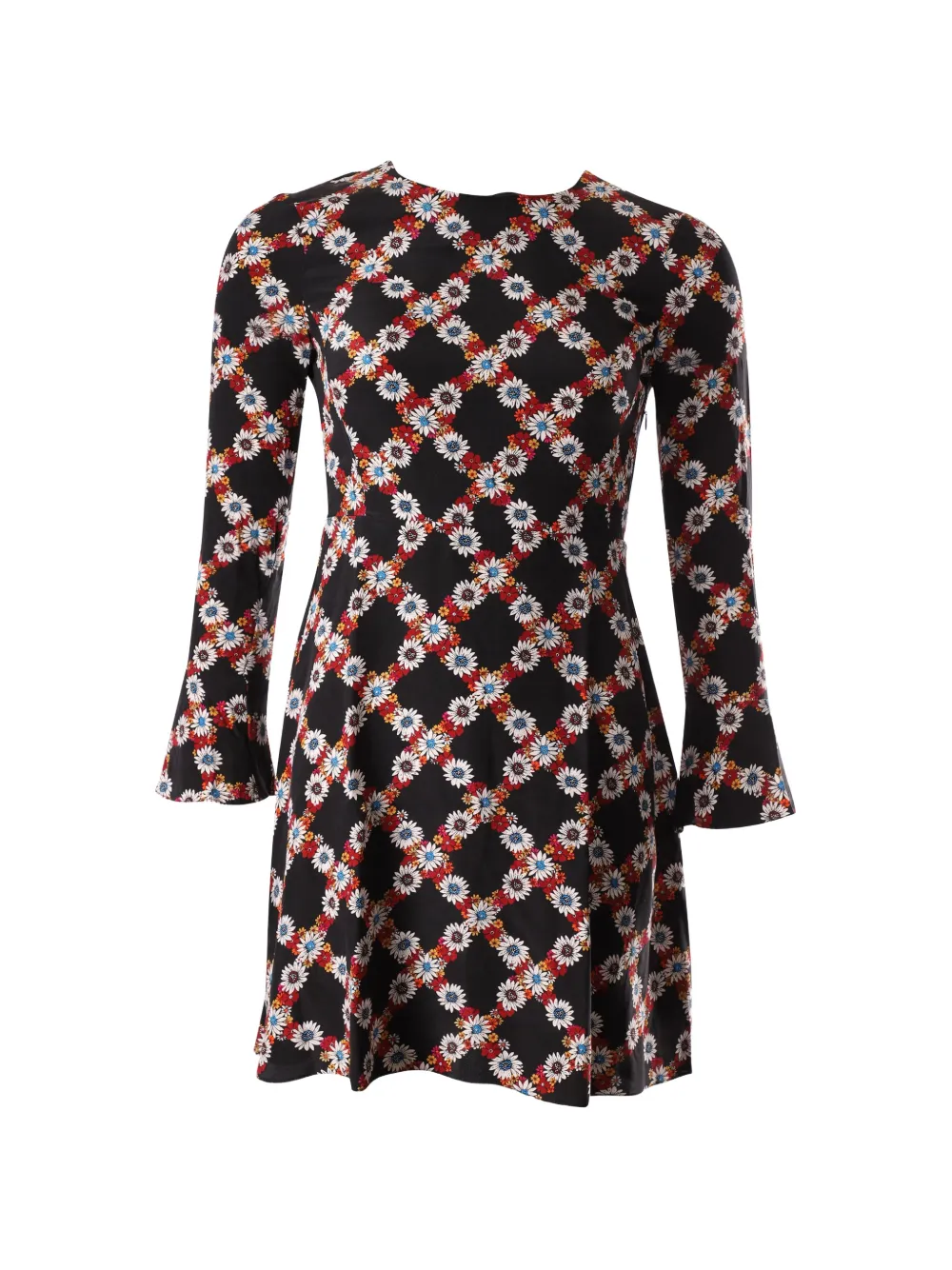 SANDRO floral-print round-neck Dress | Black | FARFETCH