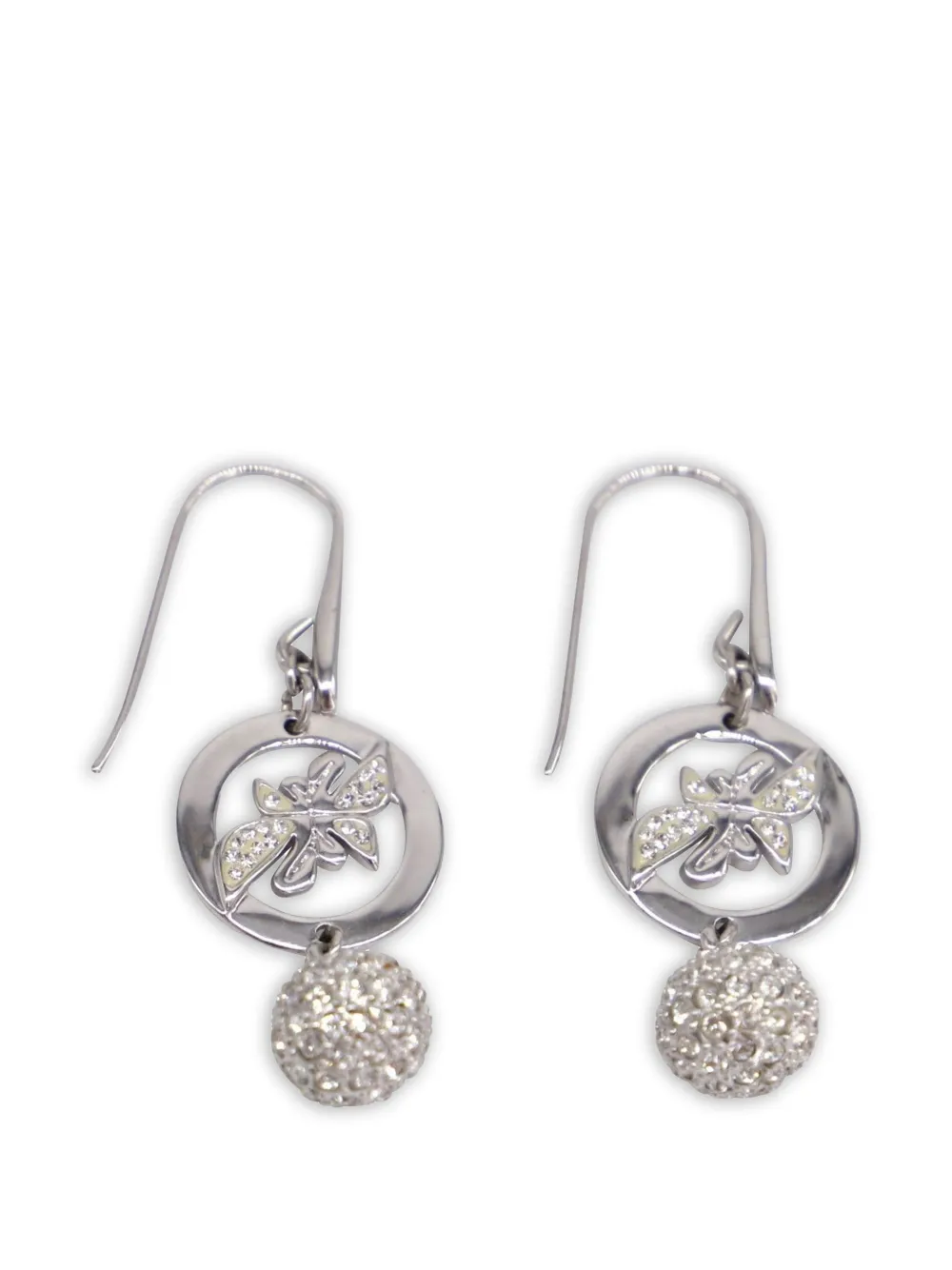 Swarovski Vintage Butterfly Pave Dangle Earrings | Silver | FARFETCH