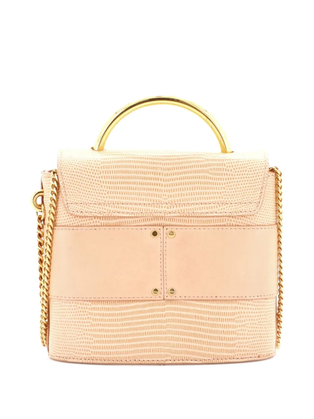 Chloé Pre-Owned Aby Lock Bag Lizard Embossed Leather Small Crossbody ...