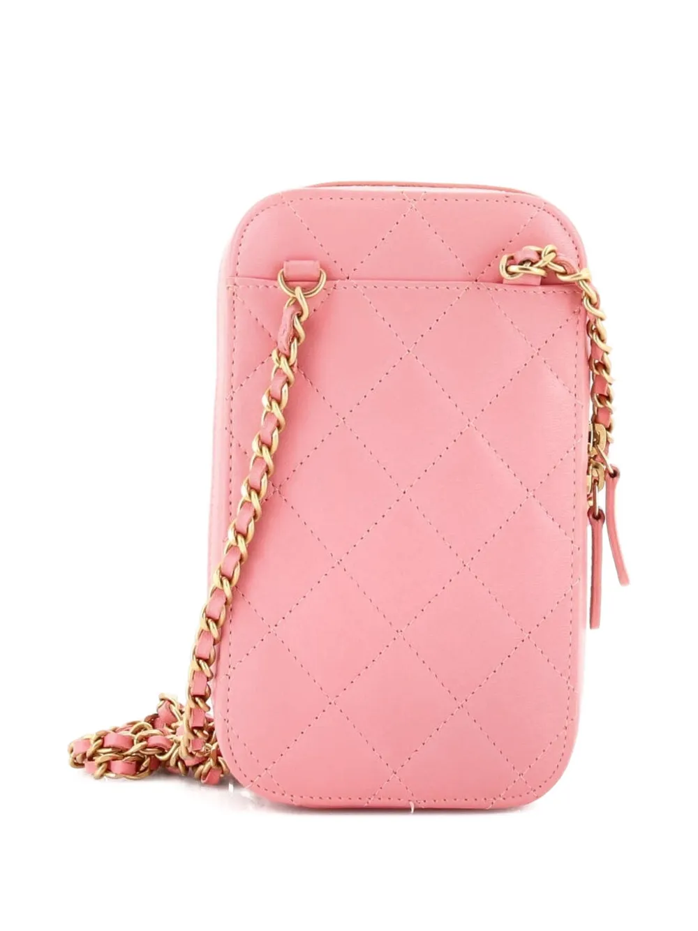 CHANEL Pre-Owned Zip Around Phone Case With Chain Quilted Lambskin ...