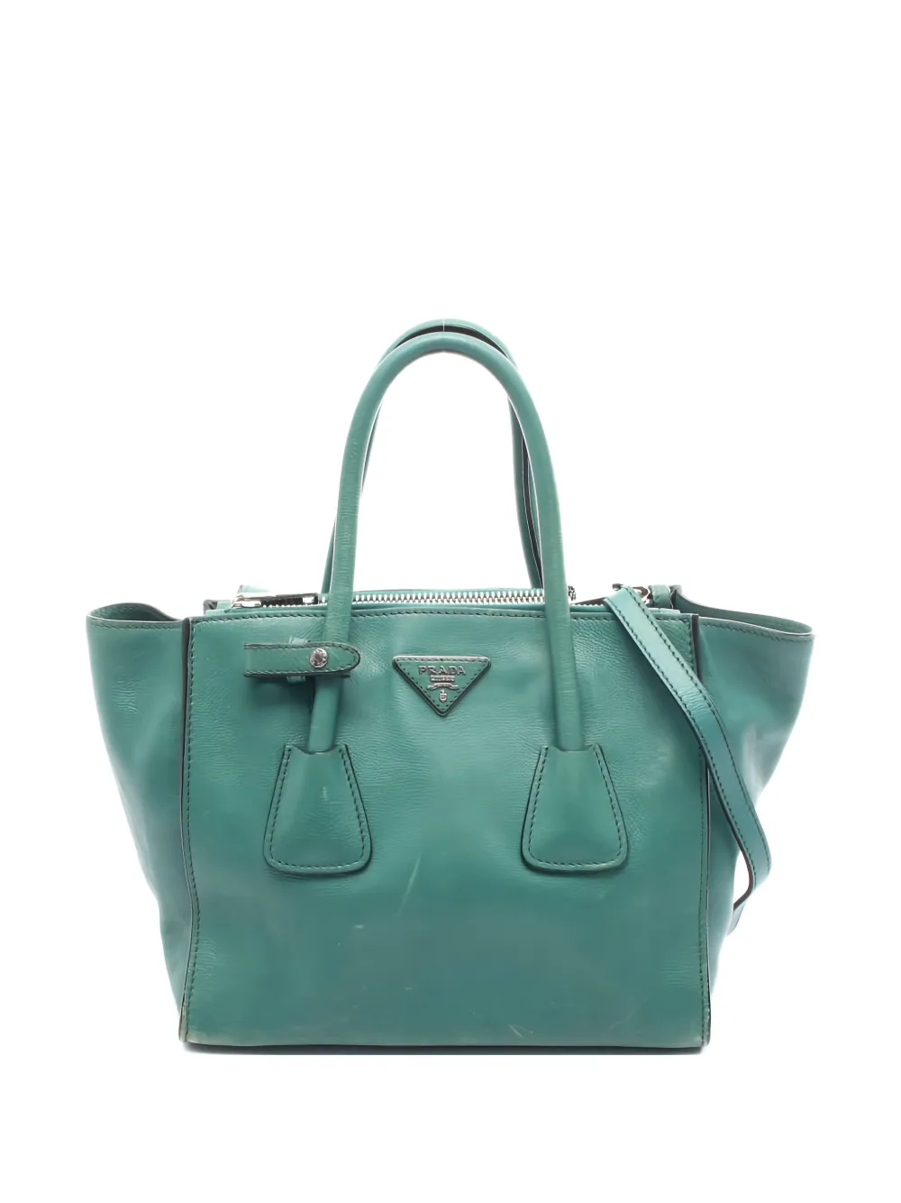 Prada Pre-Owned 2000s Glace'calf Leather Tote Bag | Green | FARFETCH UK