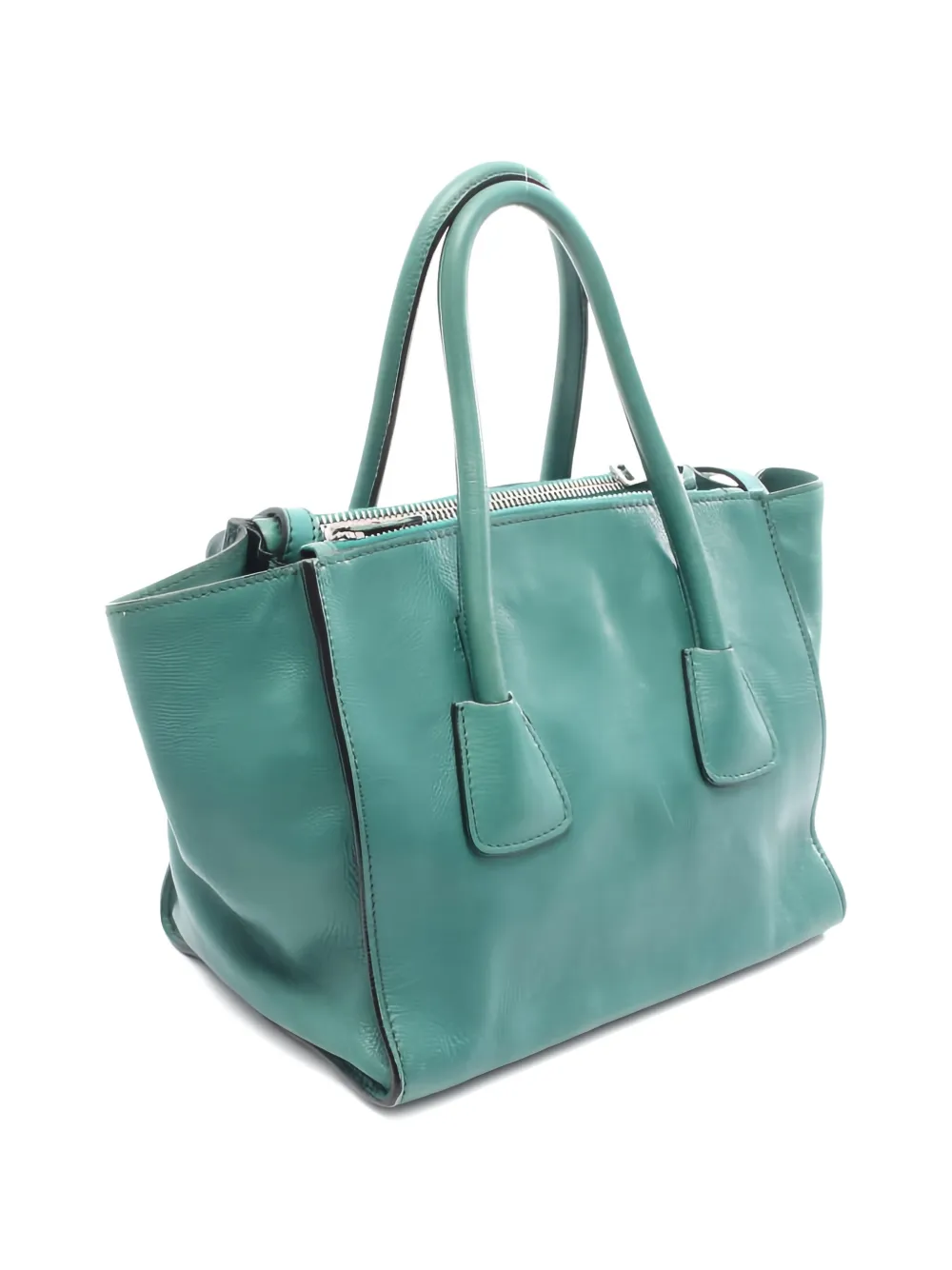 Prada Pre-Owned 2000s Glace'calf Leather Tote Bag | Green | FARFETCH UK