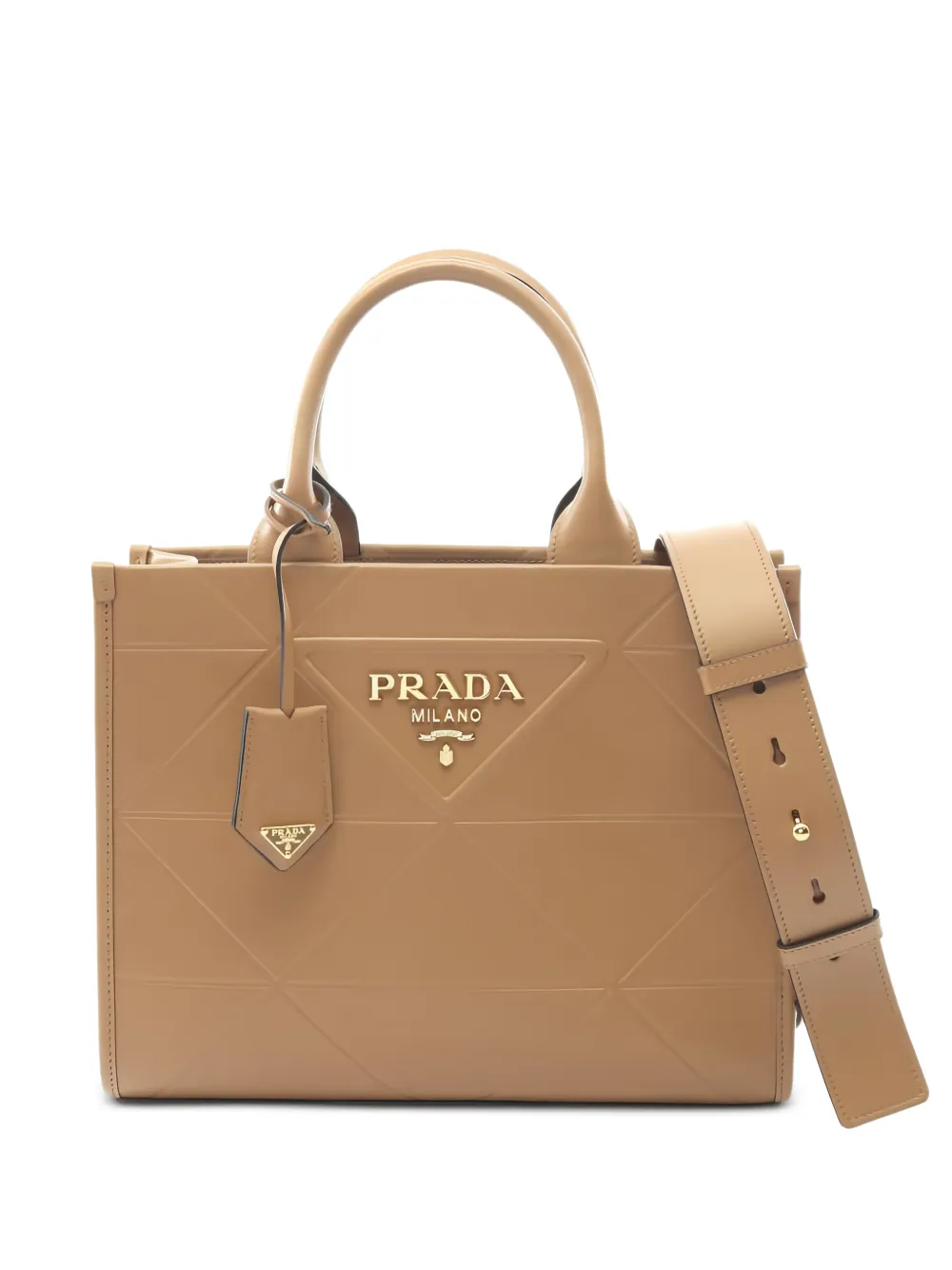Prada Pre-Owned 符号明线皮质手提包（2010年代典藏款） | 中性色 | FARFETCH CN