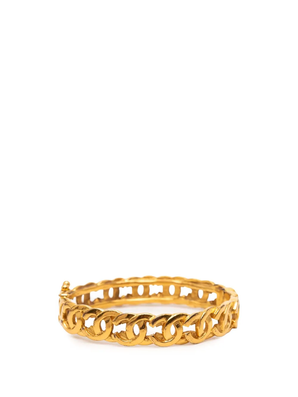 CHANEL Pre-Owned 1990-1999 Gold Plated Interlocking CC Chain Bangle ...
