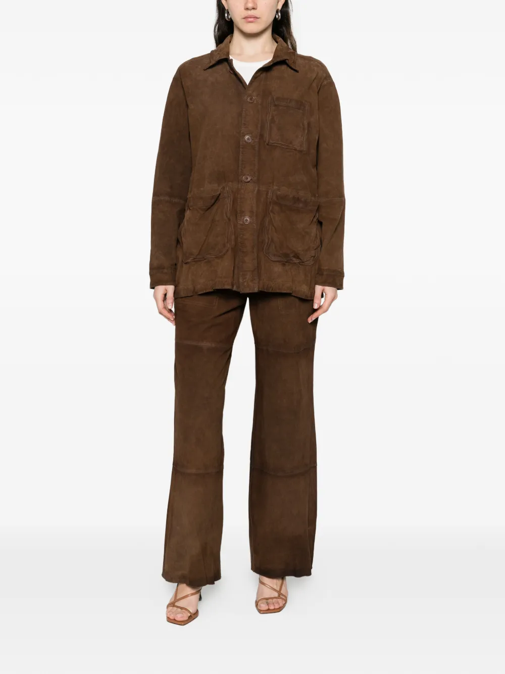 P.A.R.O.S.H. long-sleeve Suede Jacket | Brown | FARFETCH LB