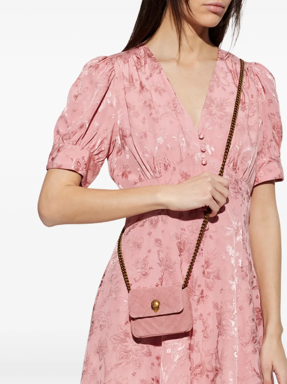 Kurt Geiger London Quilted Kensington Clip Shoulder Bag | Pink | FARFETCH
