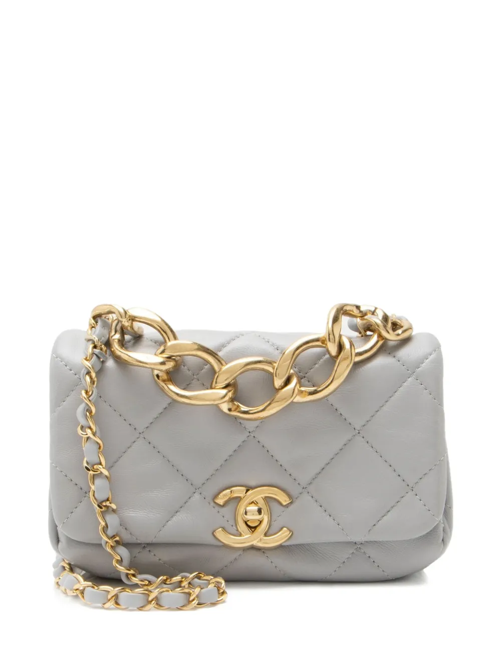 CHANEL Pre-Owned Small Color Match Flap Shoulder Bag | Grey | FARFETCH