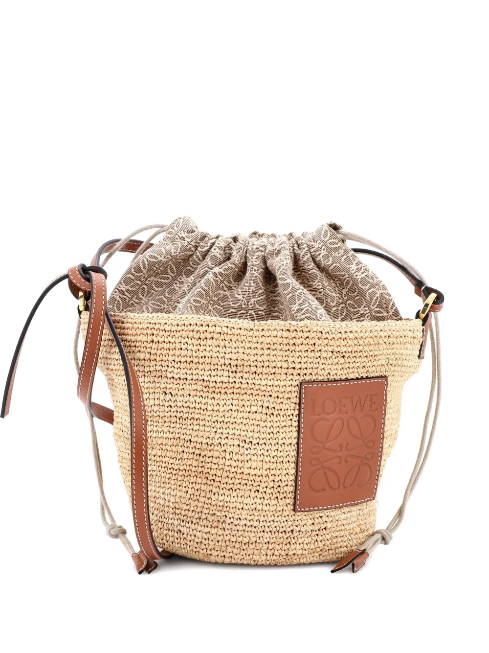 Loewe Pre-Owned Pochette Woven Raffia Crossbody Bag | Brown | FARFETCH