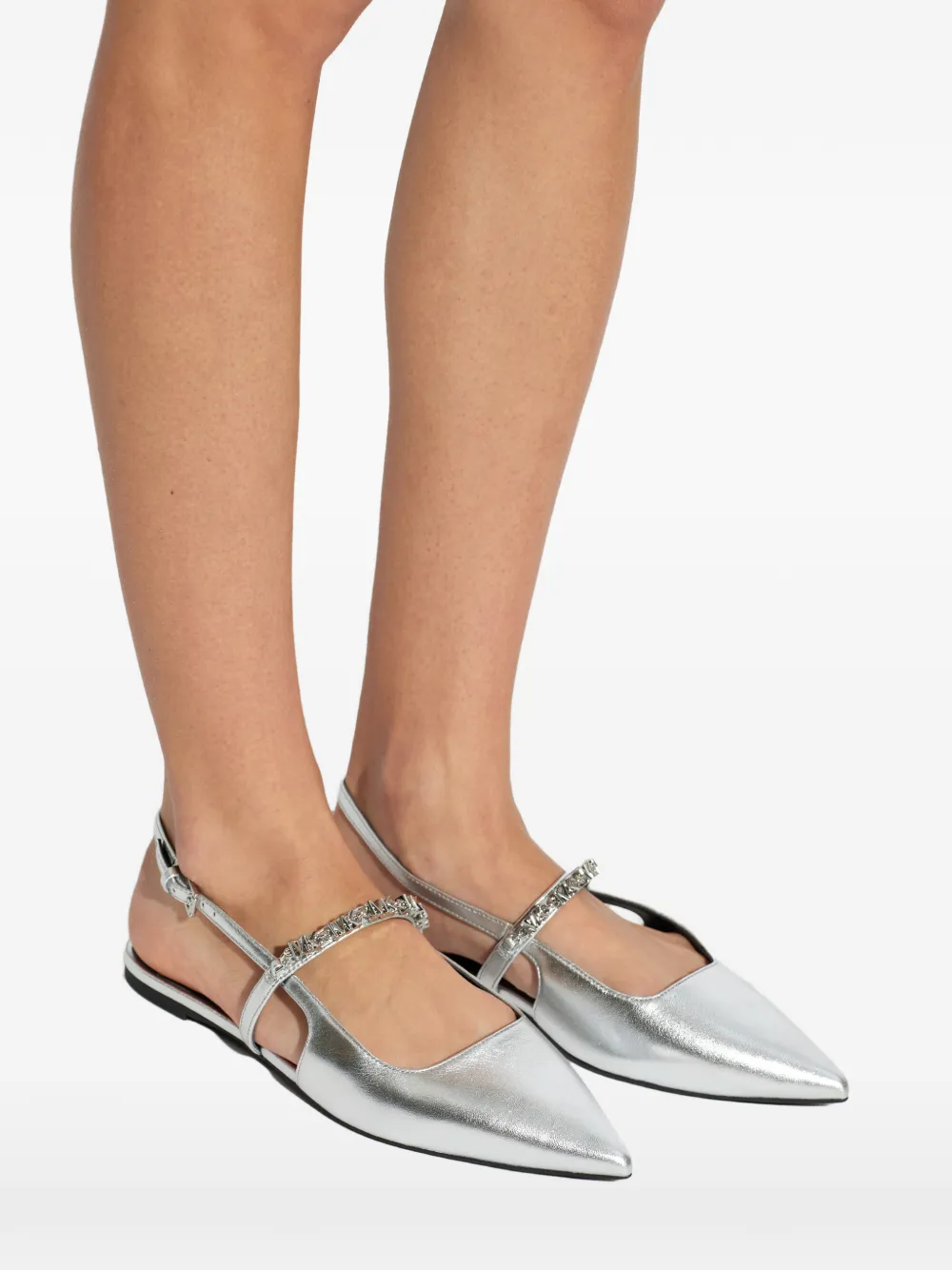 Michael Kors Dina rhinestone-embellished ballet flats Zilver - Schoenen.nl