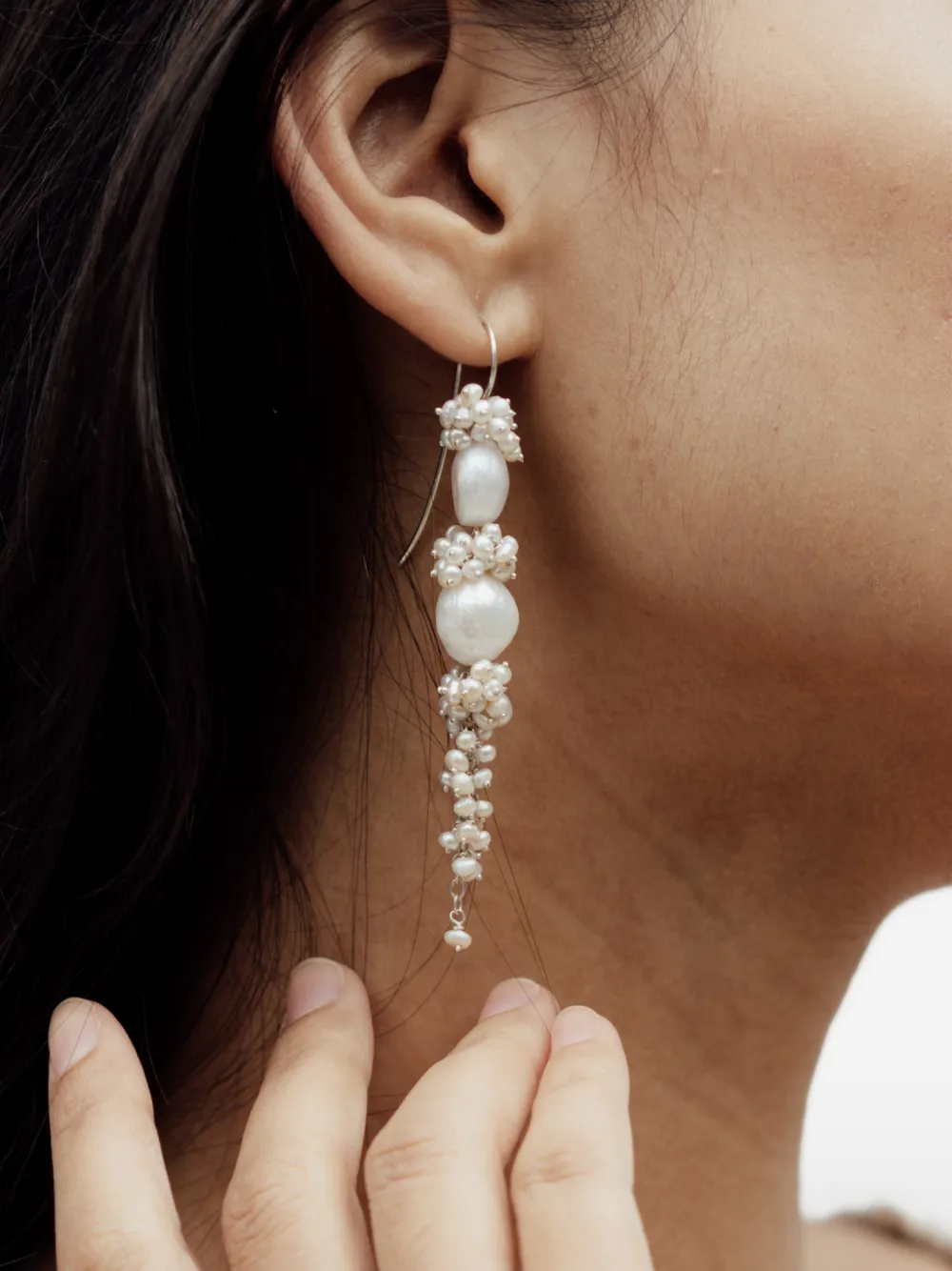 FREYA ROSE Baroque Pearl Long Drops Earrings | Silver | FARFETCH
