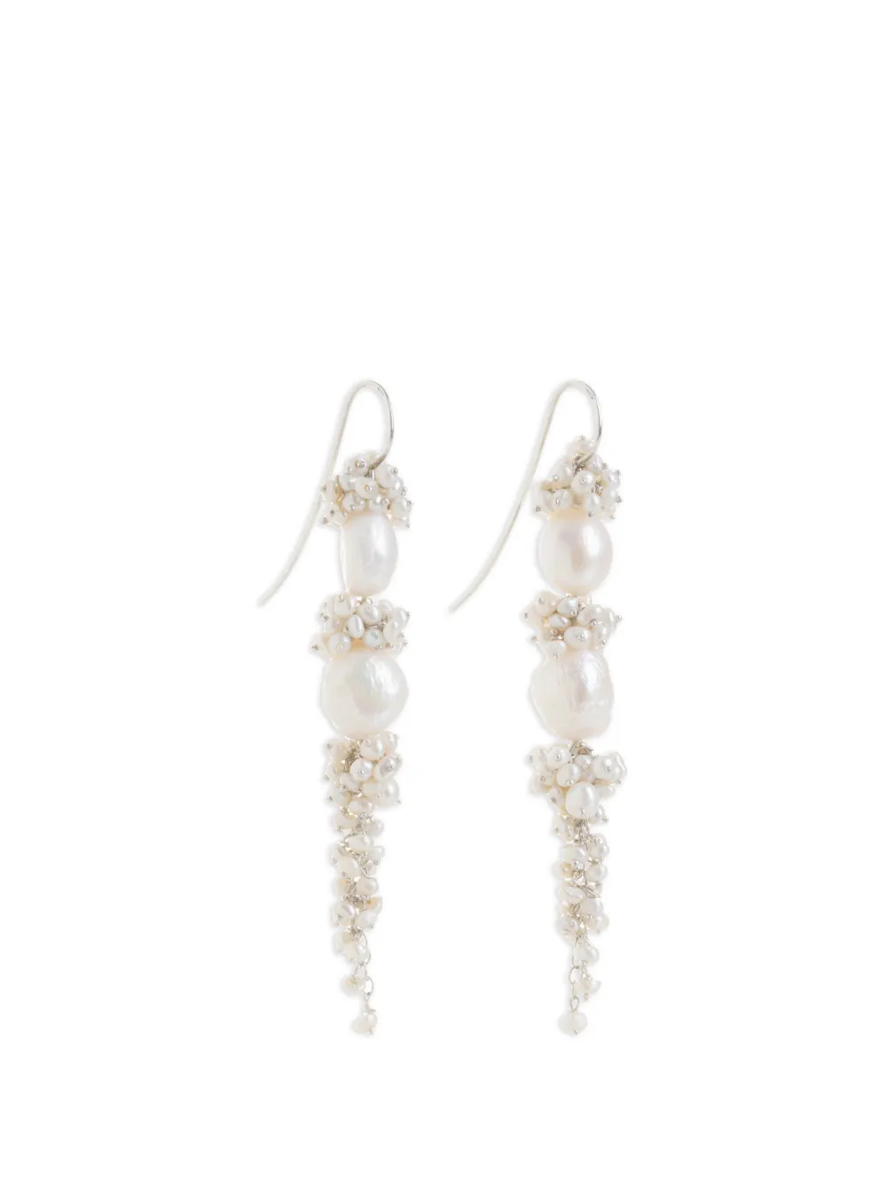 FREYA ROSE Baroque Pearl Long Drops Earrings | Silver | FARFETCH