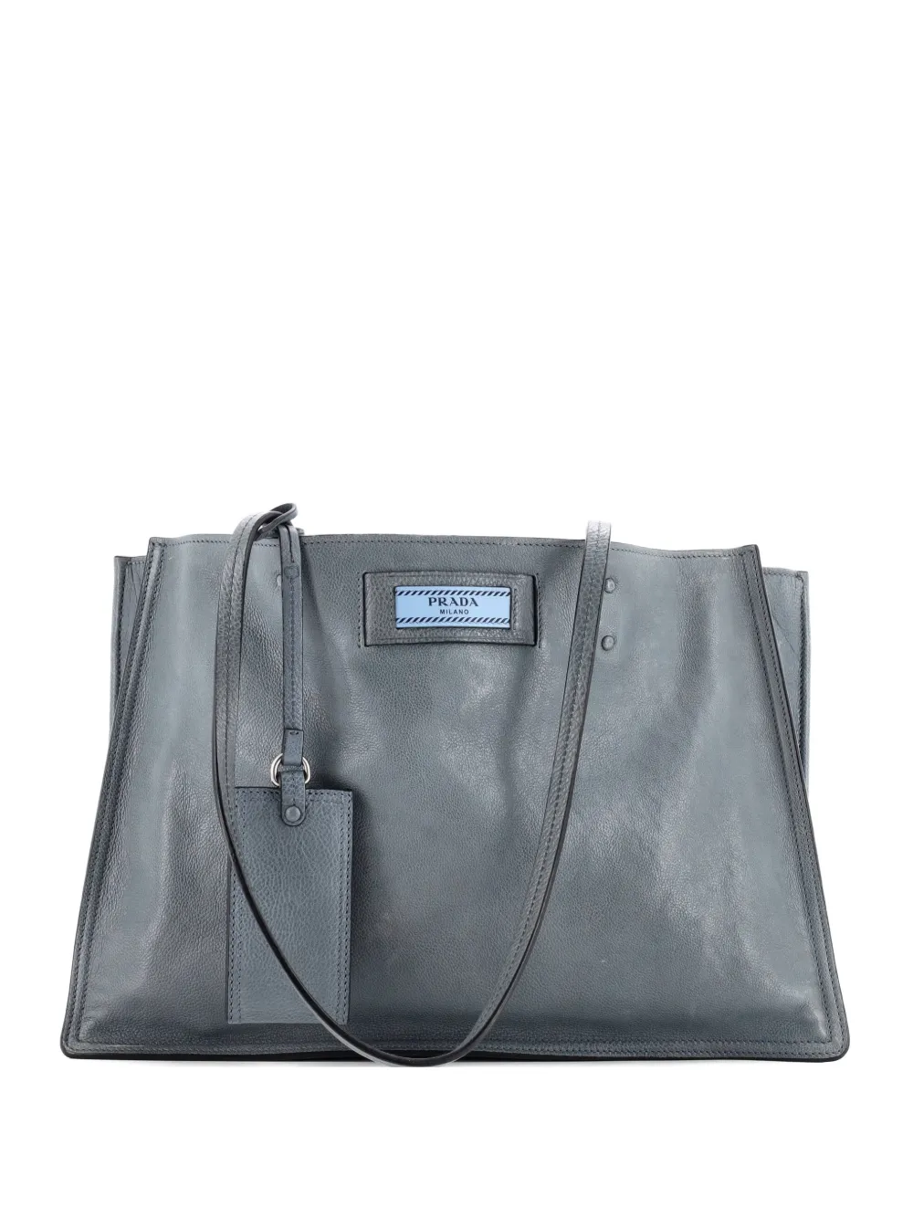 Prada Pre-Owned Etiquette Glace Calf Medium Tote Bag | Blue | FARFETCH AU