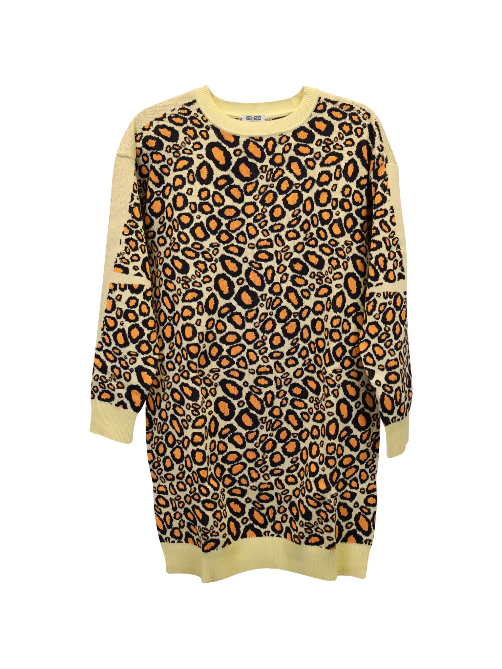 Kenzo Pre-Owned leopard-intarsia Sweater Dress | Neutrals | FARFETCH