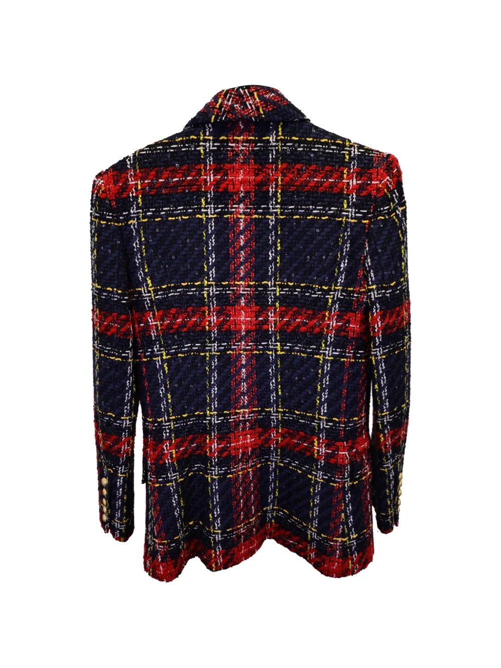 Balmain Pre-Owned Tartan double-breasted Blazer | Blue | FARFETCH