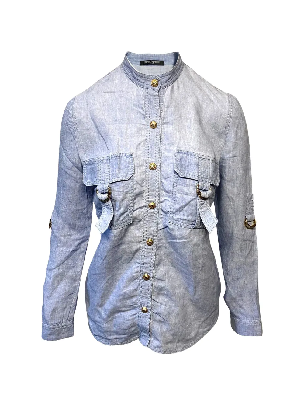 Balmain Pre-Owned chest-pocket Shirt | ブルー | FARFETCH JP