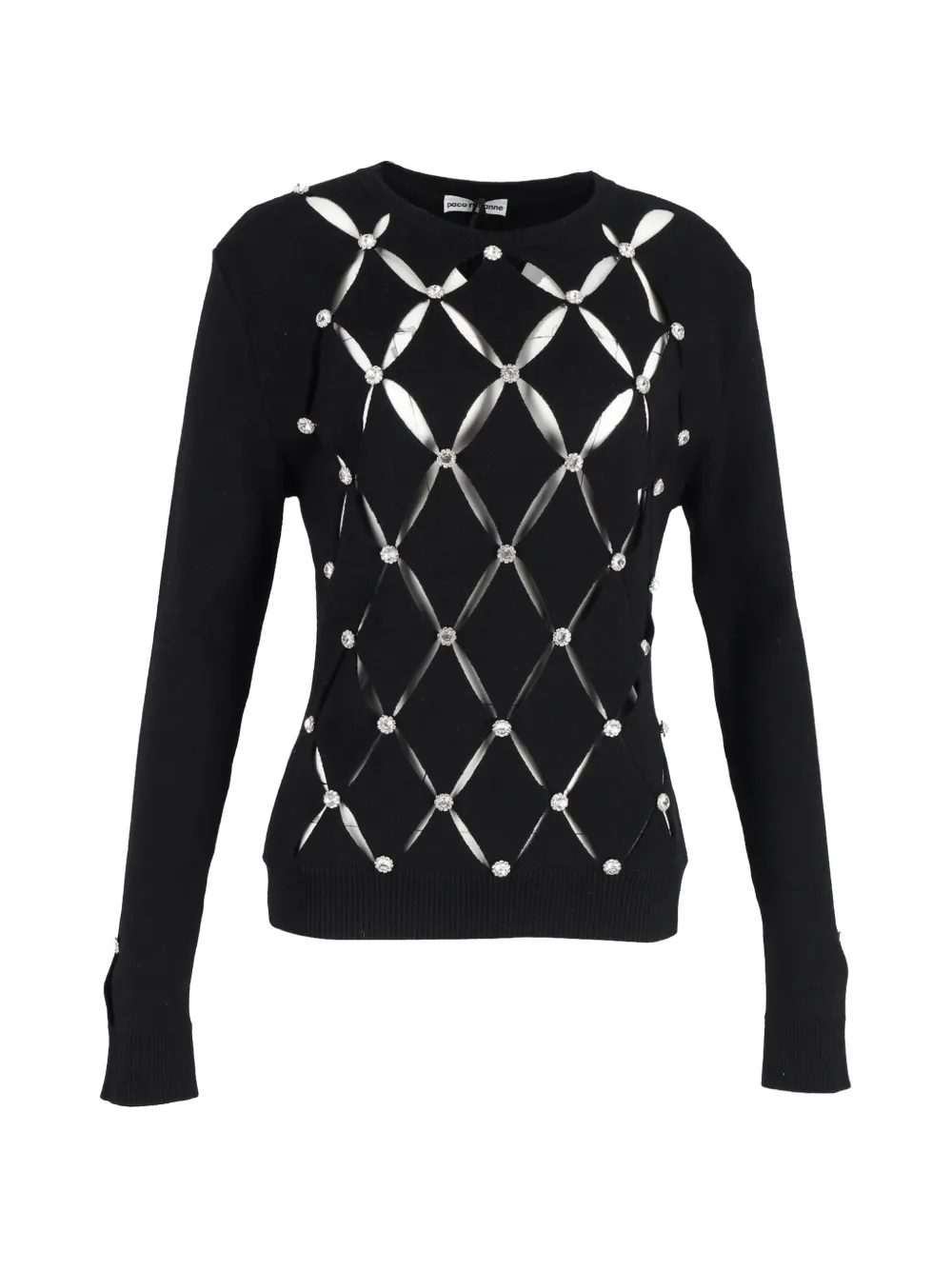 Paco Rabanne Pre-Owned Crystal cut-out merino-wool Sweater | Black ...