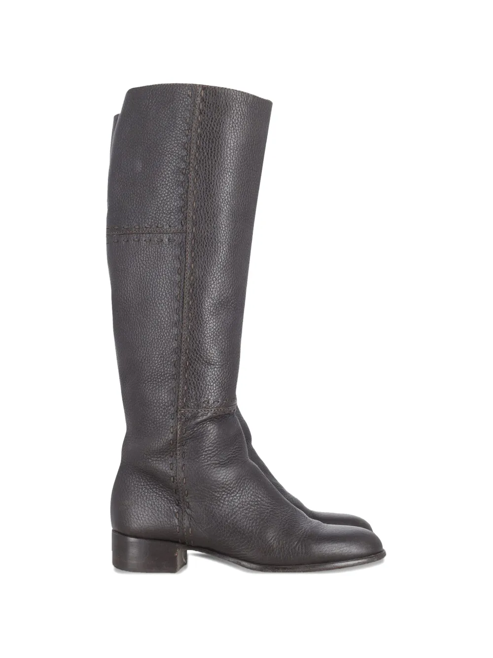 Fendi Pre-Owned stitch-detil knee-high Boots | Black | FARFETCH AU