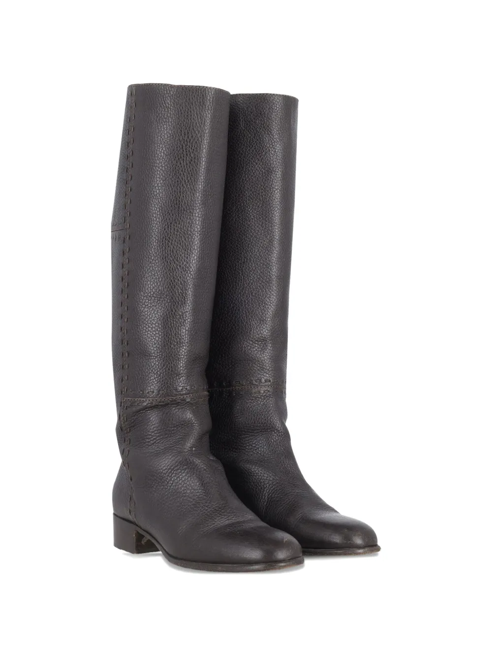 Fendi Pre-Owned stitch-detil knee-high Boots | Black | FARFETCH AU