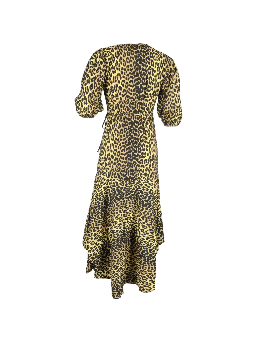 GANNI leopard-pattern Wrap Midi Dress | Yellow | FARFETCH